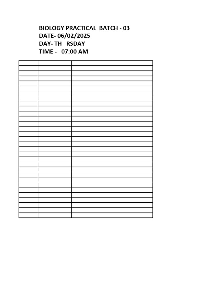 Biology Practical Batch - (3,4,) 2025 | PDF