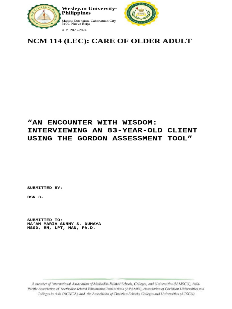 Gordon Assessment Tool Sample | PDF | Sleep | Psychology
