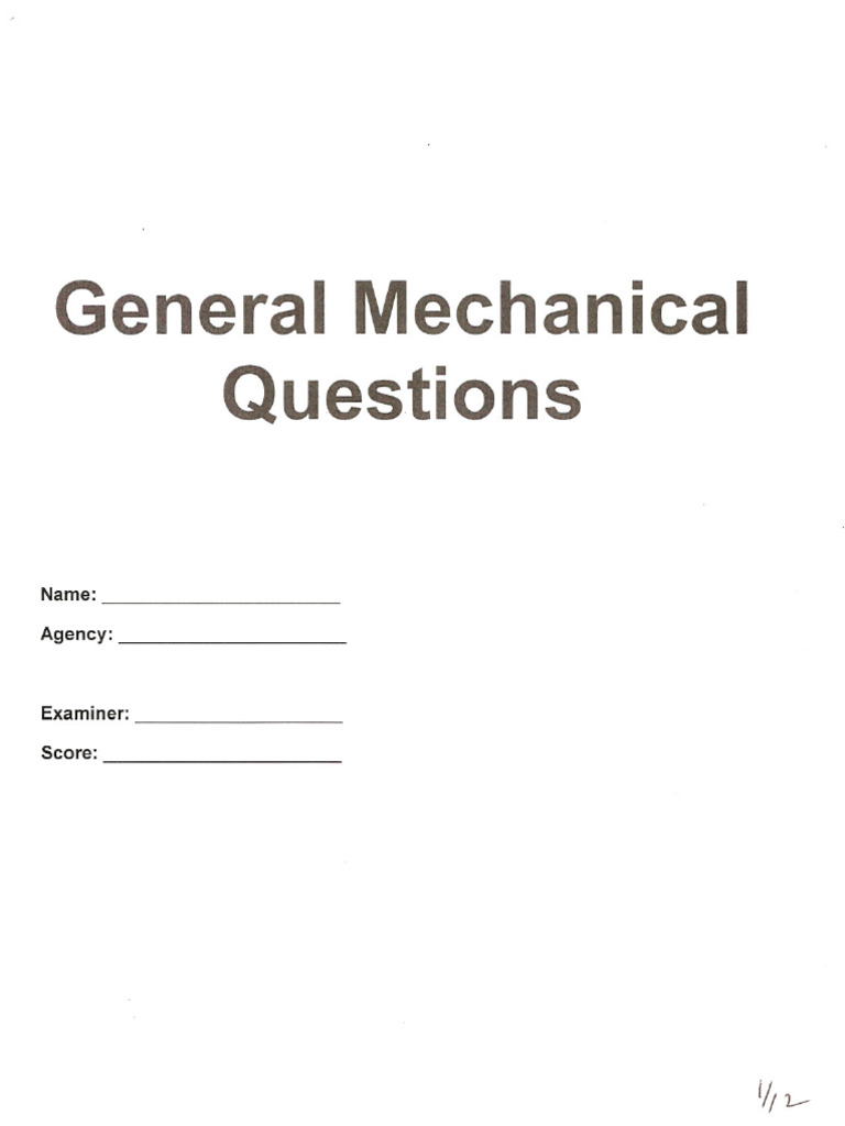 General Mechanical Questions | PDF