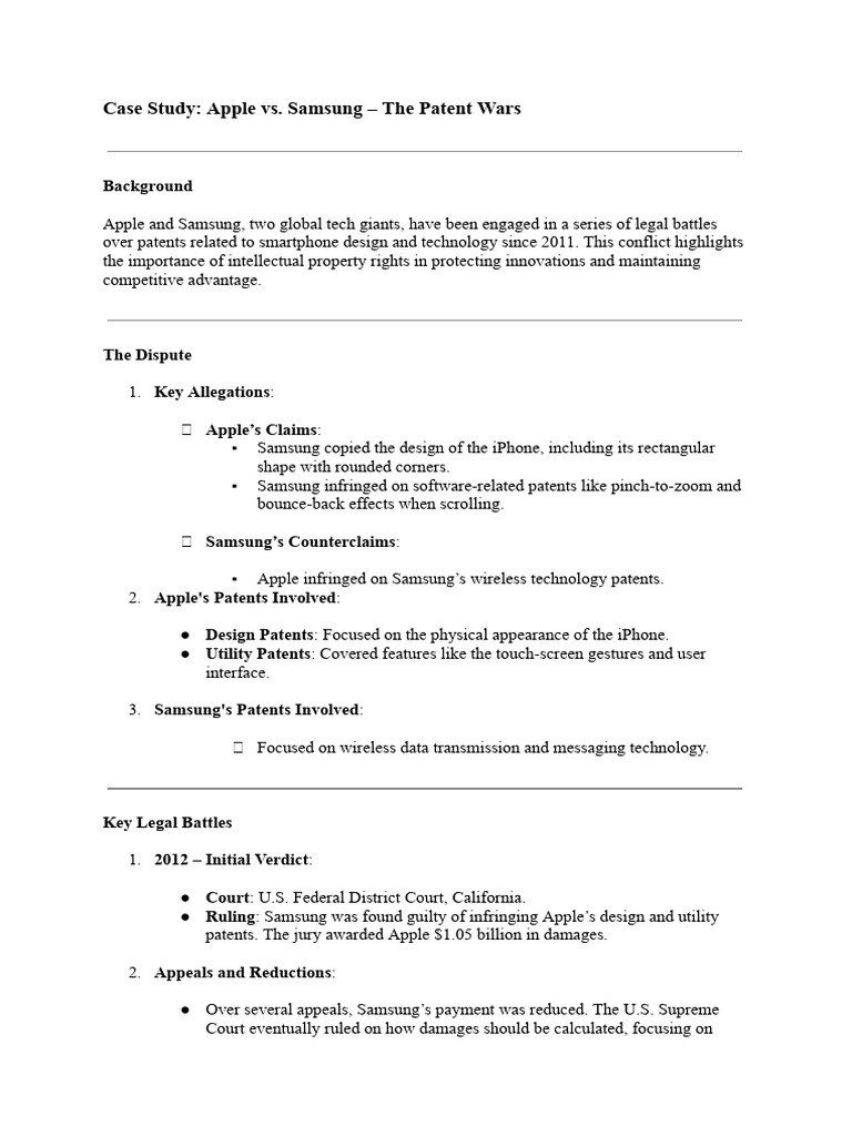 Apple vs. Samsung Patent Dispute Analysis | PDF