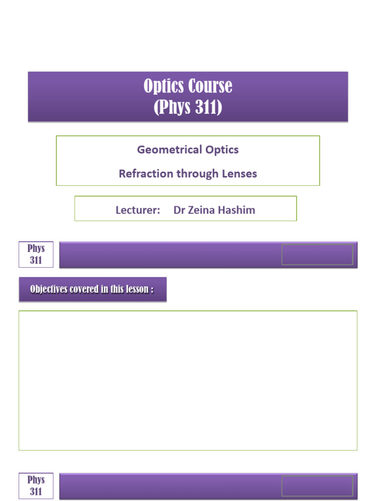 Optics Lesson 4 Geometrical Optics Lenses To Upload | PDF | Optics ...