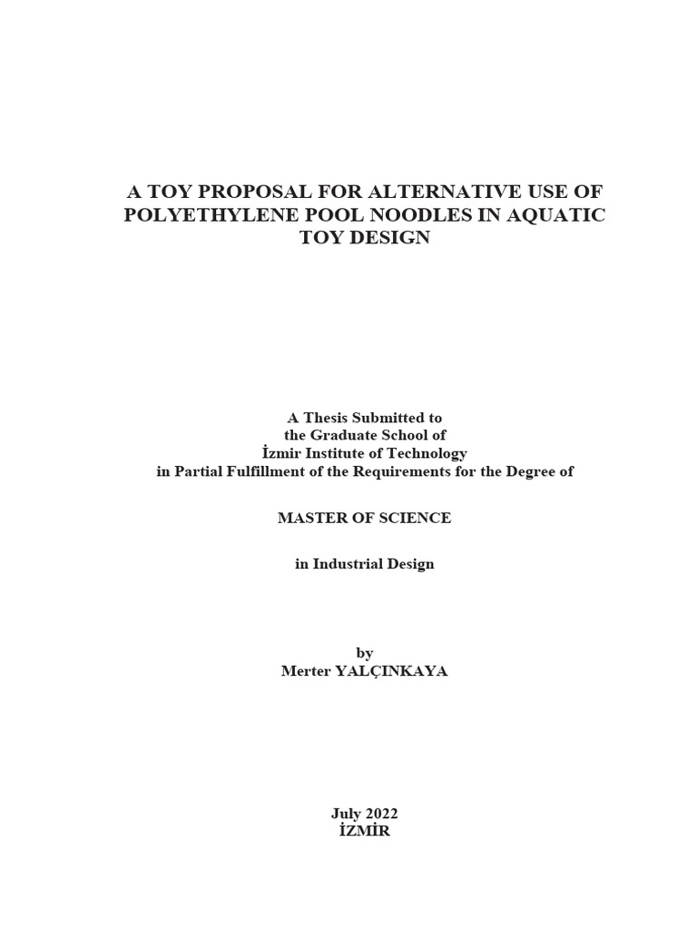 A Toy Proposal For Alternative Use of Polyethylene Pool Noodles in ...