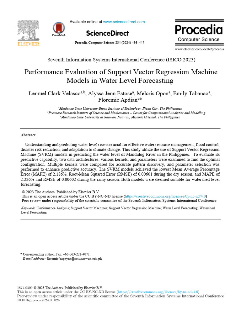 Performance Evaluation of Support Vector Regression Machine | PDF | Spearman's Rank Correlation ...