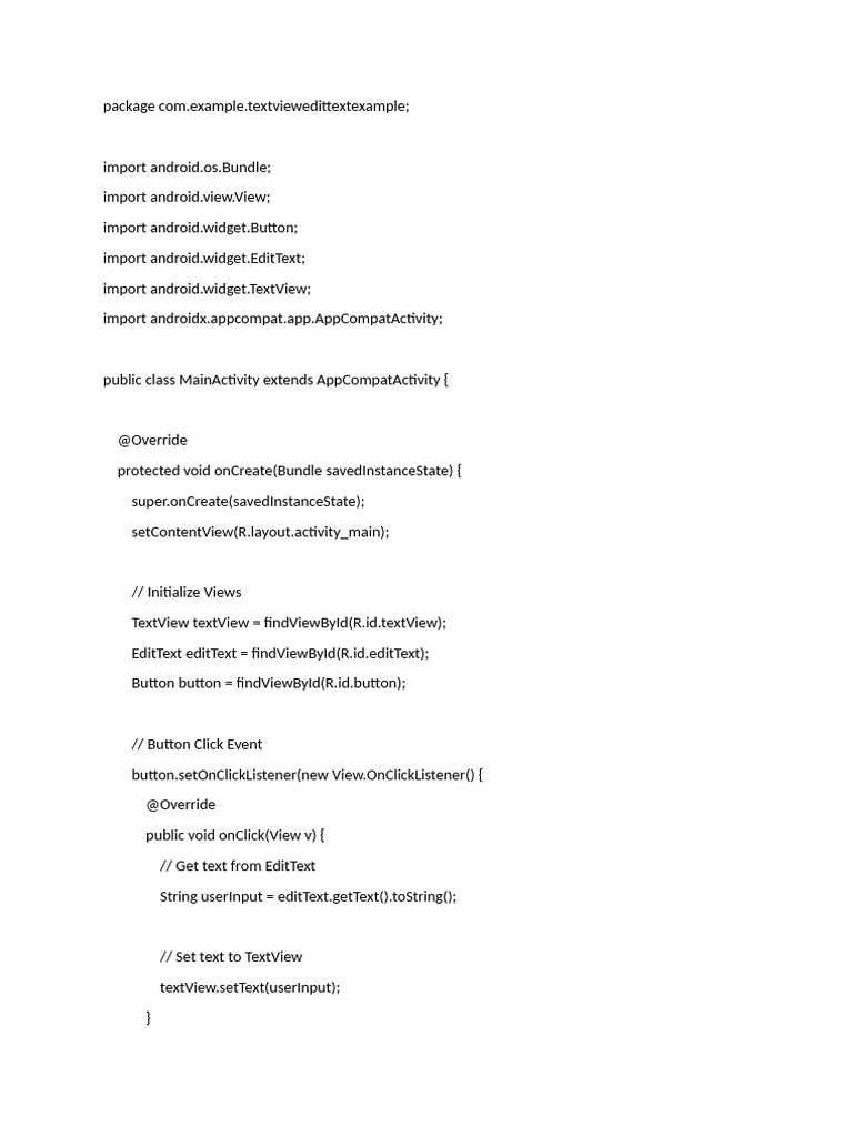 Android TextView EditText Example | PDF