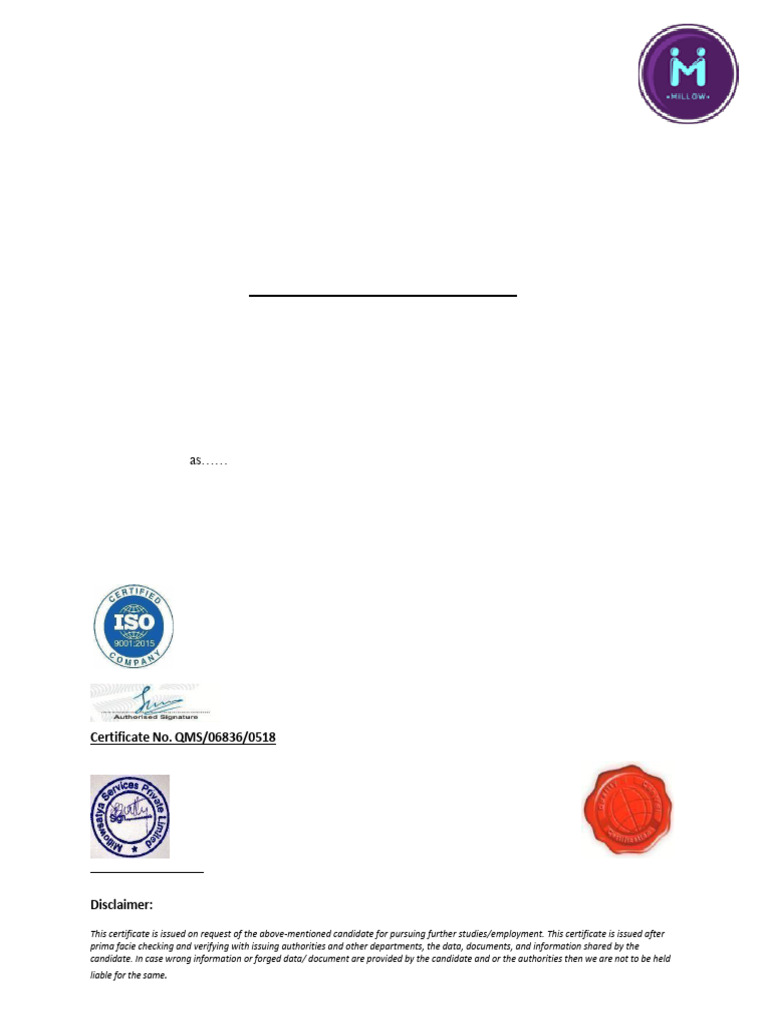 Profile Verification Certificat MR Sumit | PDF