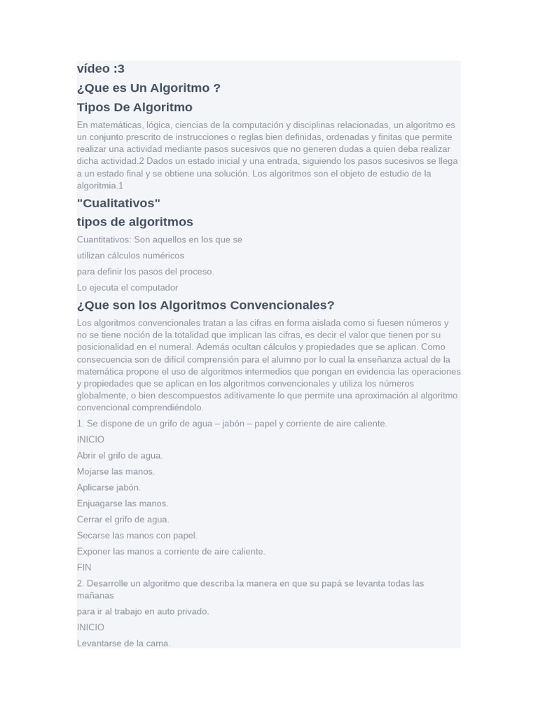 Tipos y Definición de Algoritmos | PDF