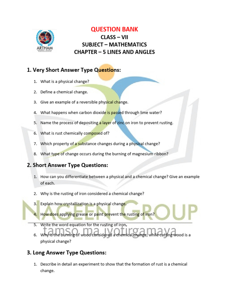Class 7 Science Changes Quiz | PDF | Corrosion | Rust