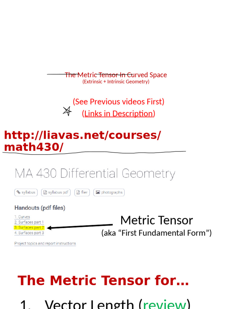 TensorCalc 12 Metric Tensor in Curved Spaces For Measuring Arc Length | PDF | Curvature ...