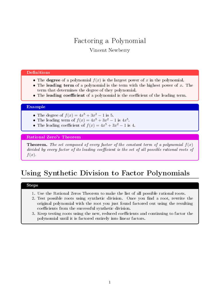 Factoring | PDF | Factorization | Polynomial