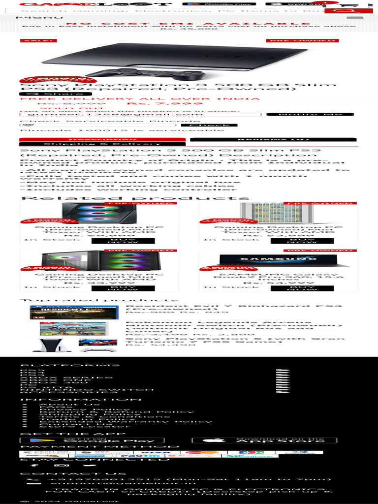 Buy Sony PlayStation 3 500 GB Slim PS3 (Repaired, Pre-Owned) - GameLoot ...