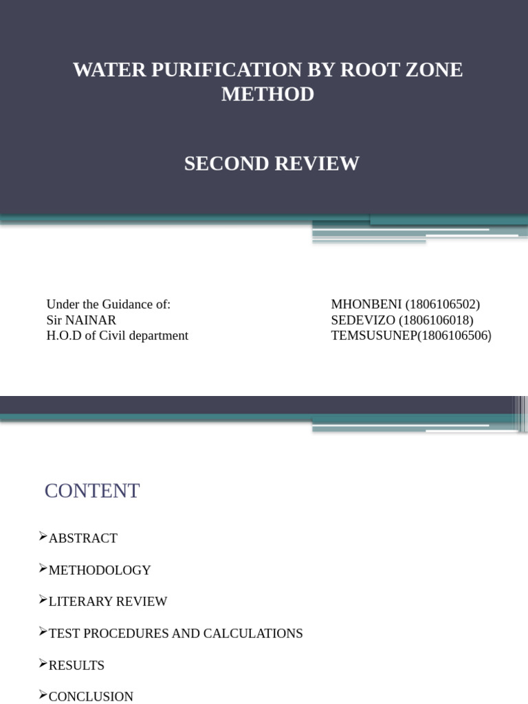 Group 7 - Water Putification by Root Zone Method | PDF | Sewage ...
