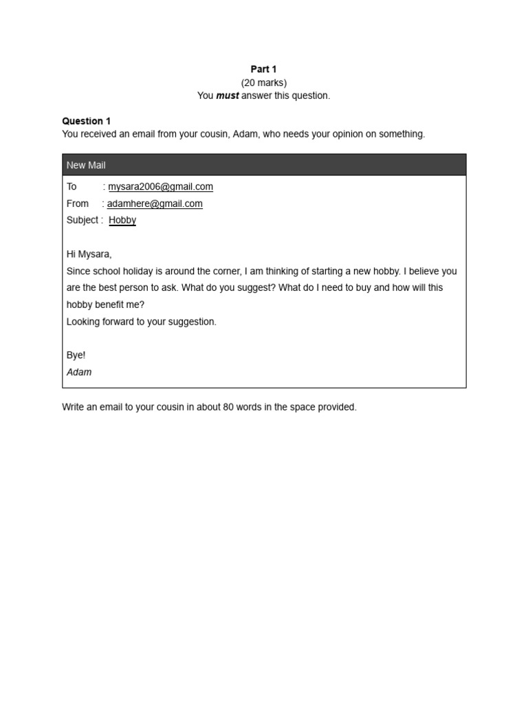 SPM 1119 - 2 - Part 1 - Short Communicative Message | PDF