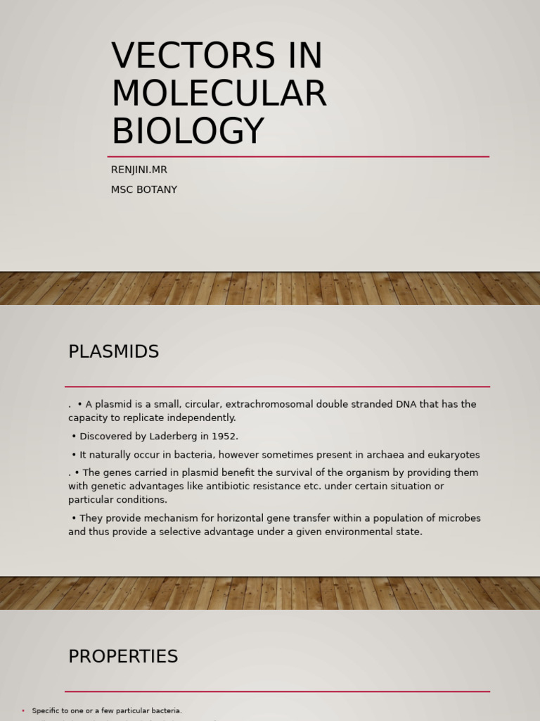 Vectors in Molecular Biology | PDF | Plasmid | Molecular Cloning