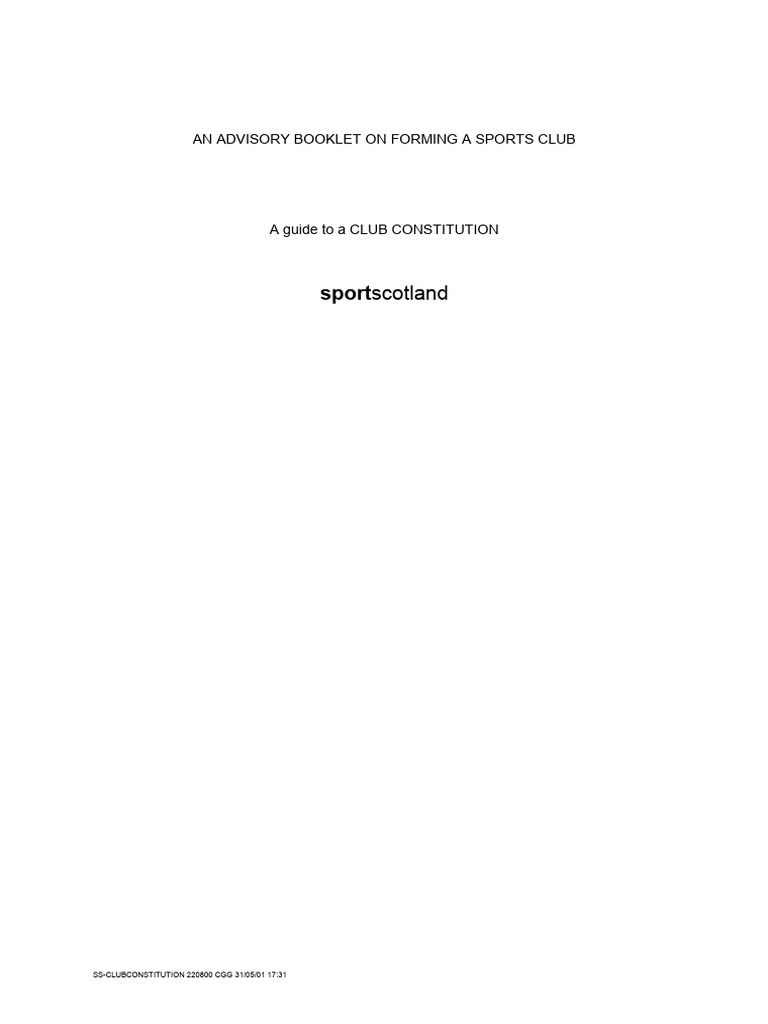 Sports Club Constitution Guide | PDF | Committee | Quorum