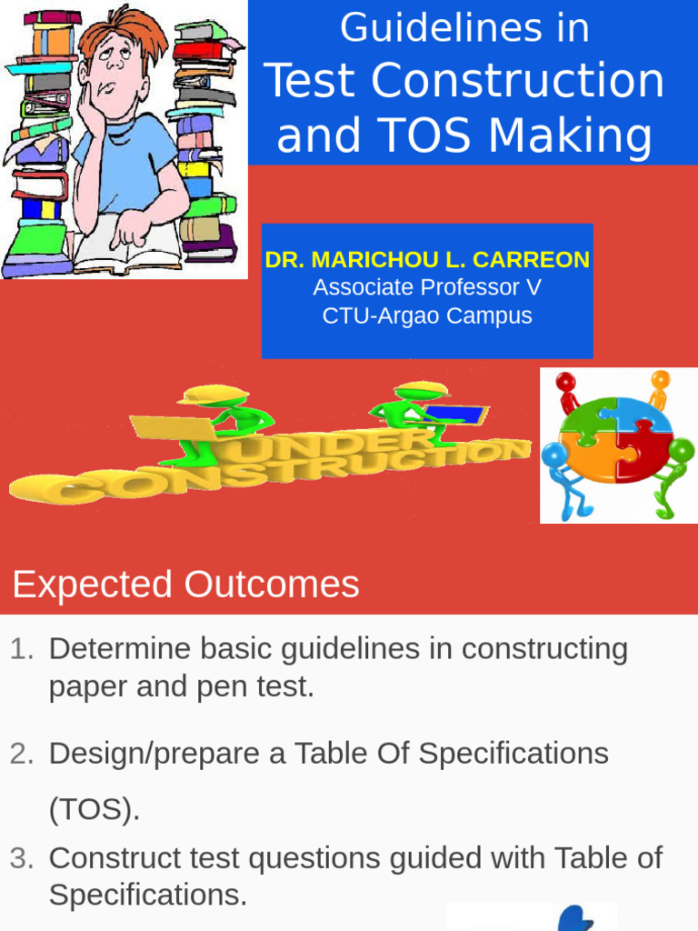 Test Construction Guidelines and TOS | PDF | Educational Assessment ...