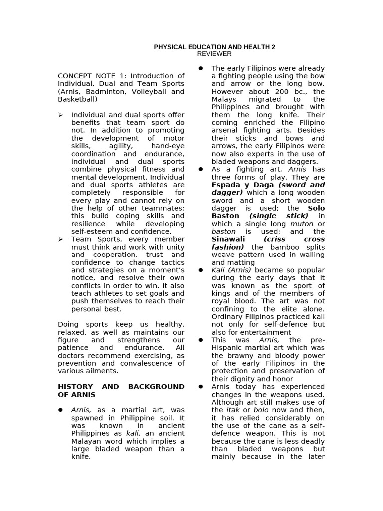 Overview of Individual and Team Sports | PDF | Melee Weapons