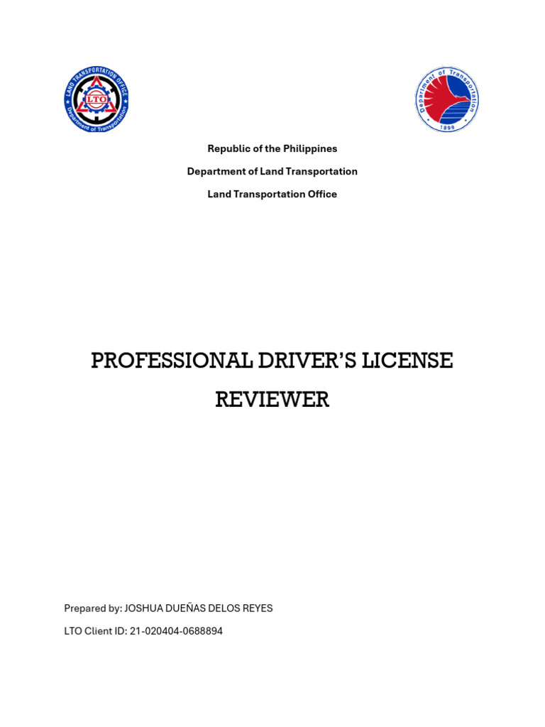 Professional Driver's License Reviewer | PDF