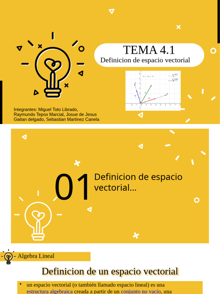 4.1 Definicion de Espacio Vectorial | PDF | Espacio vectorial | Vector Euclidiano