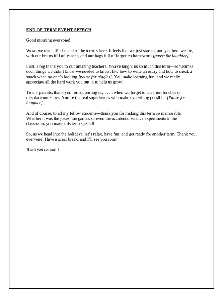 Anzal End of Term Event Speech | PDF