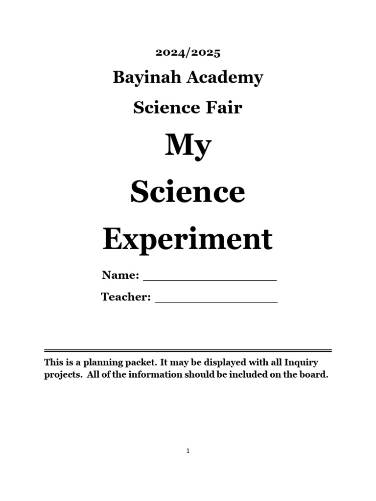 Student Science Fair Packet 2024.2025 | PDF