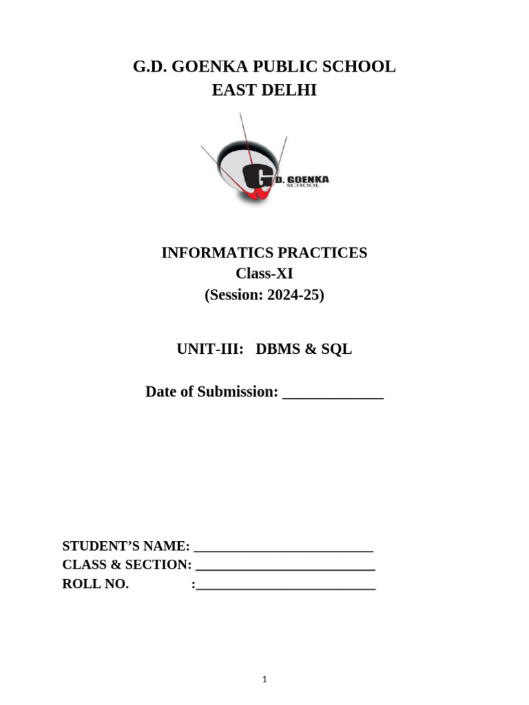 SQL Queries for Class XI Informatics | PDF | Sql | Relational Model