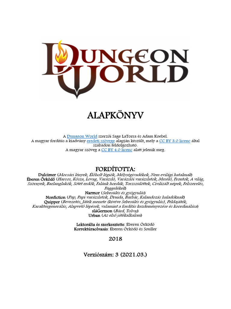 Dungeon World - Alapkönyv - v3 | PDF