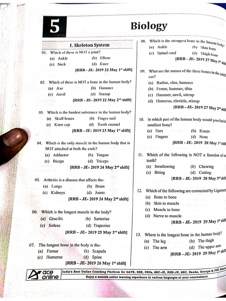 Biology Rrb Pyq | PDF | Respiratory System | Vitamin