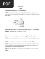 Class 10 NCERT Light Solutions | PDF | Mirror | Optics