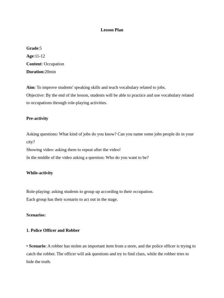 Lesson Plan 1 | PDF