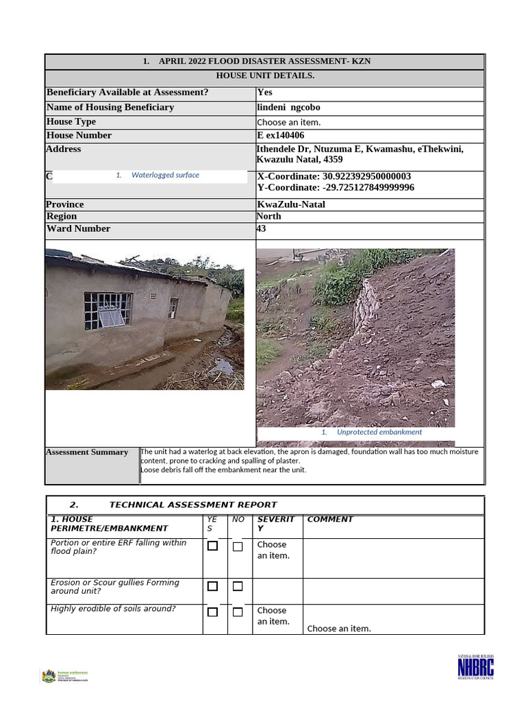 KZN April 2022 Flood Damage Assessment | PDF | Erosion | Roof