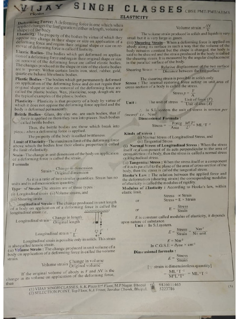Property of Matter Elasticity | PDF
