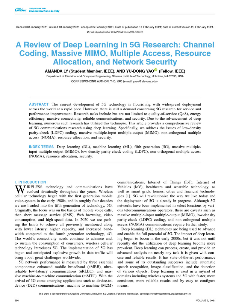 A Review of Deep Learning in 5G Research Channel Coding Massive MIMO ...