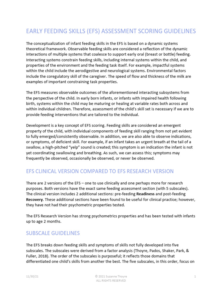 EFS Scoring Guidelines 2023 8 8 1 | PDF | Infants