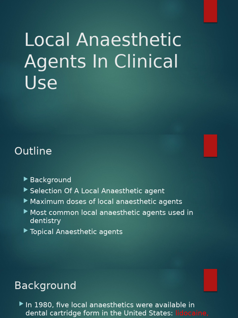 Local Anesthetic Agents in Dentistry | PDF | Anesthesia | Cocaine