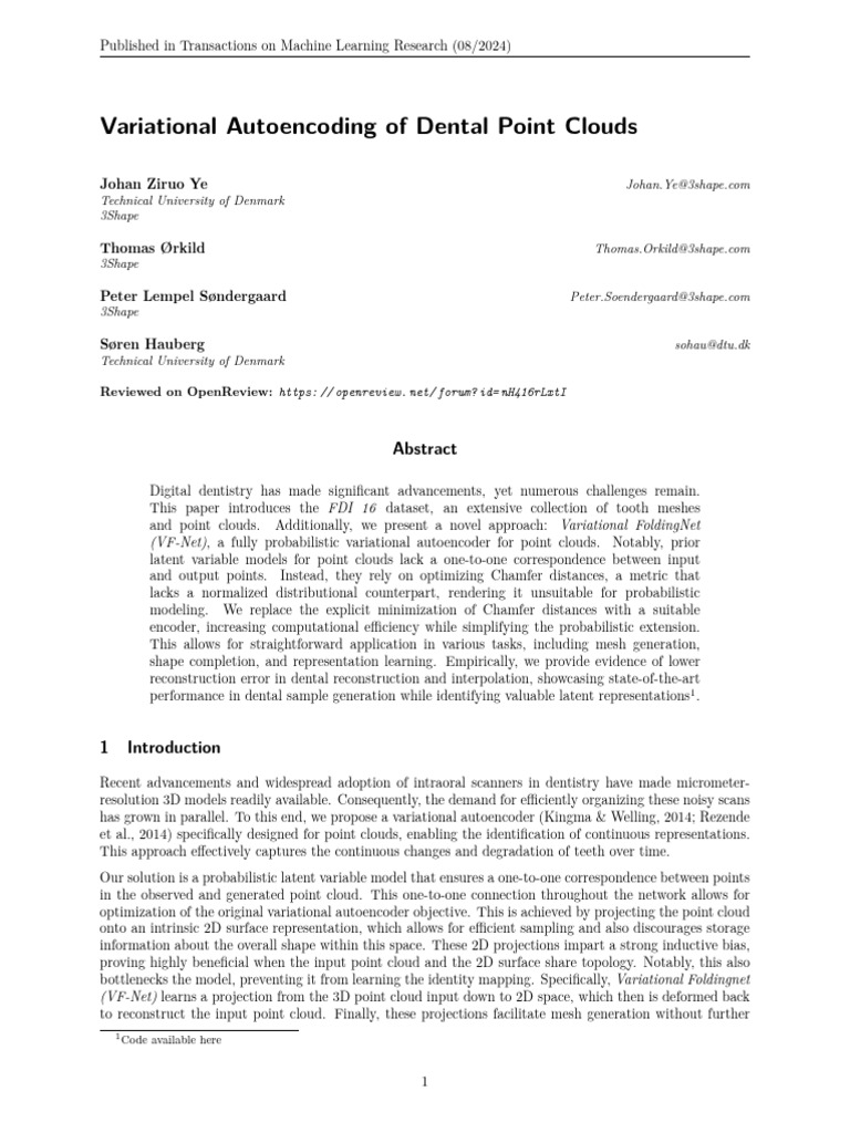 2408 - Variational Autoencoding of Dental Point Clouds | PDF | Machine Learning | Artificial ...