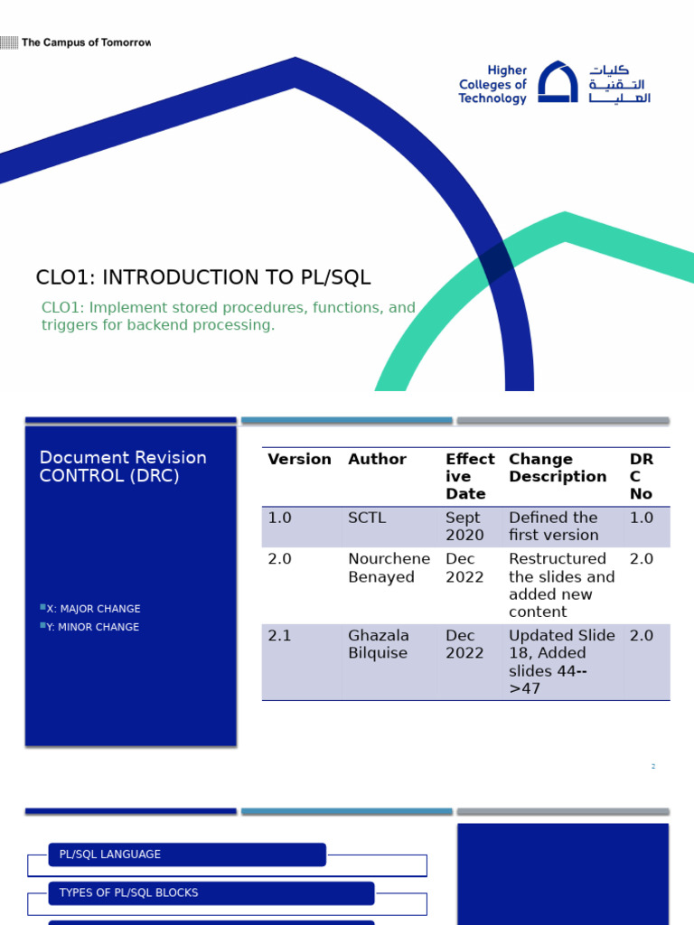 CLO1- 01-PLSQLIntroduction | PDF | Pl/Sql | Control Flow
