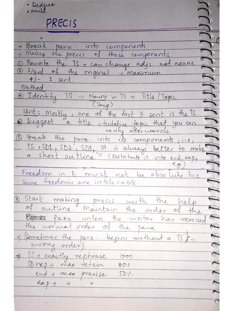 Precis Notes | PDF