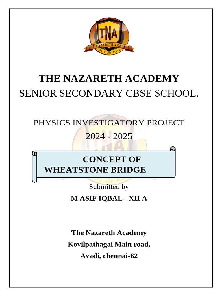 Wheatstone Bridge Physics Project 2024 | PDF | Resistor | Electricity
