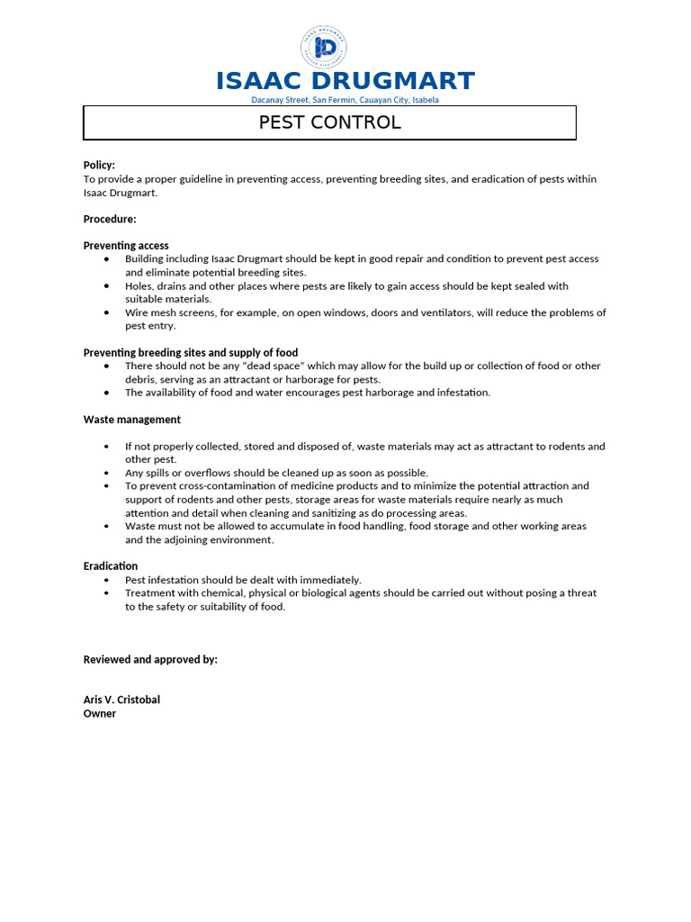 Pest Control Guidelines | PDF