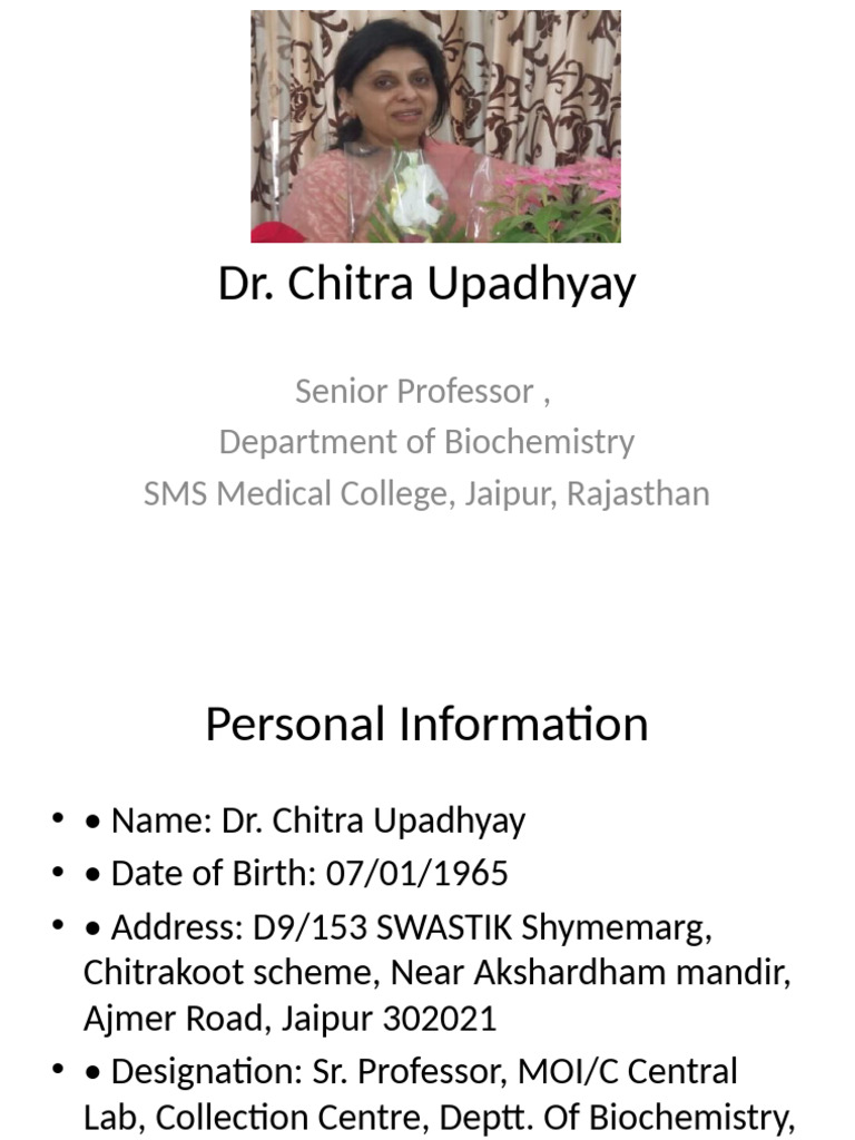 DR Chitra Upadhyay Profile | PDF | Health Care | Medicine