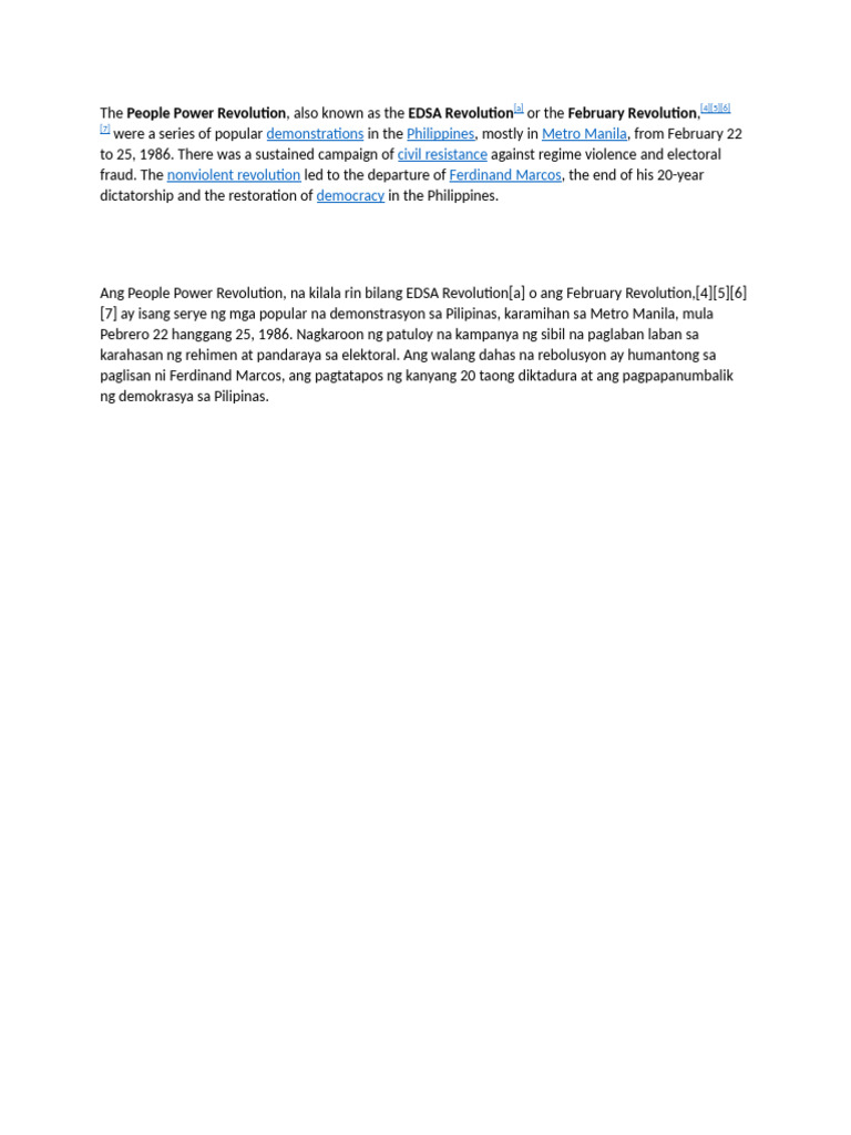 Overview of the People Power Revolution | PDF
