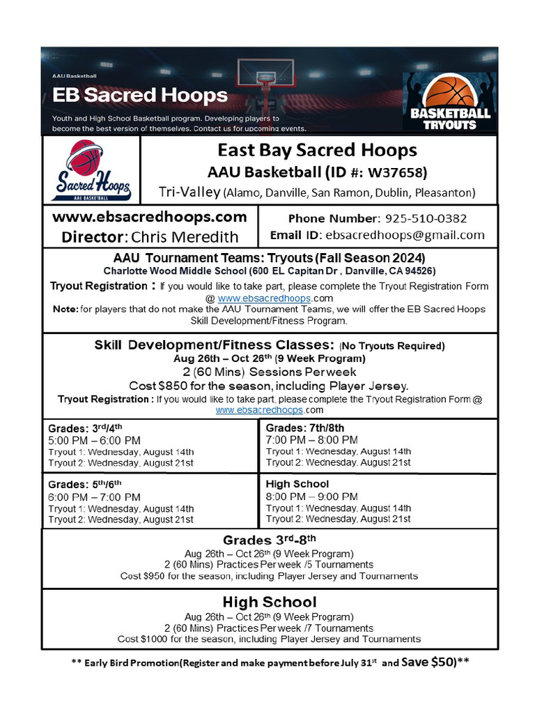 AAU Sacred Hoops - 06 - 04 - 2024 Fall FLYER | PDF