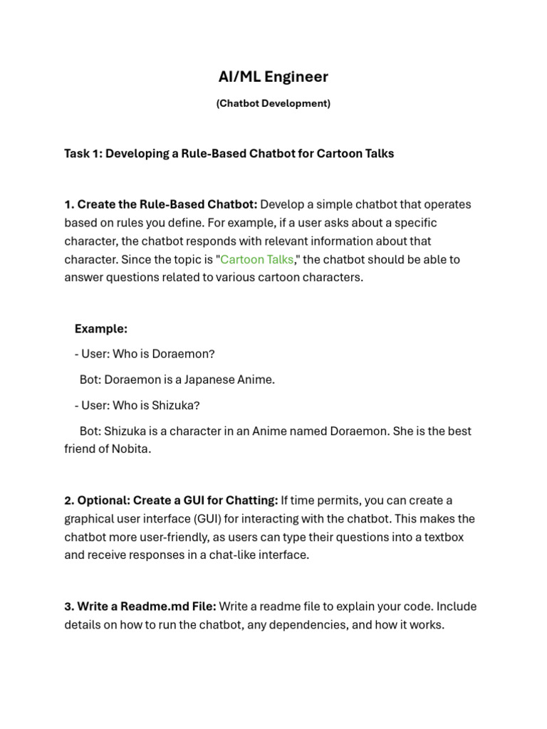 AI ML Chatbot Task | PDF