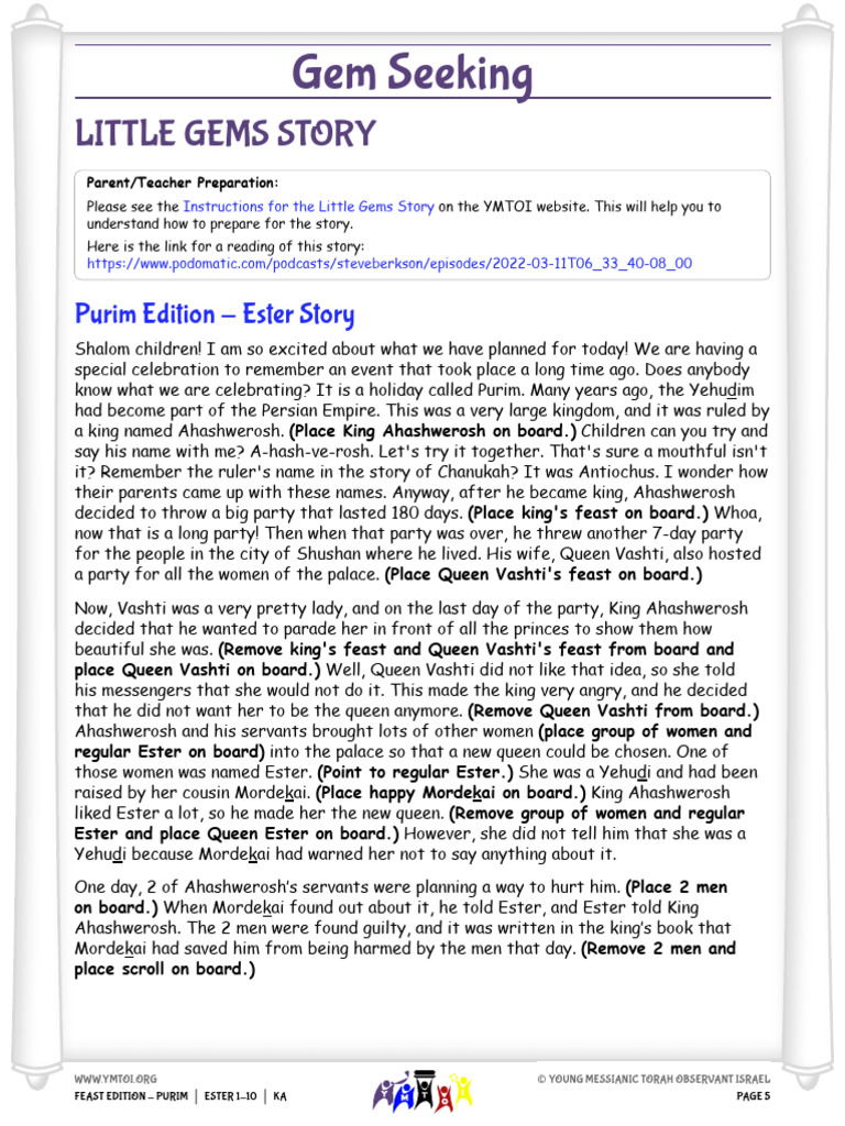 Purim Story for Kids | PDF | Esther