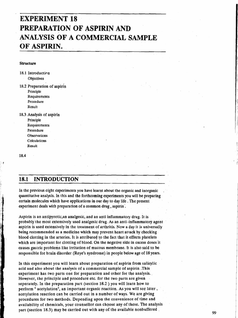 Aspirin Preparation and Analysis Guide | PDF | Aspirin | Titration