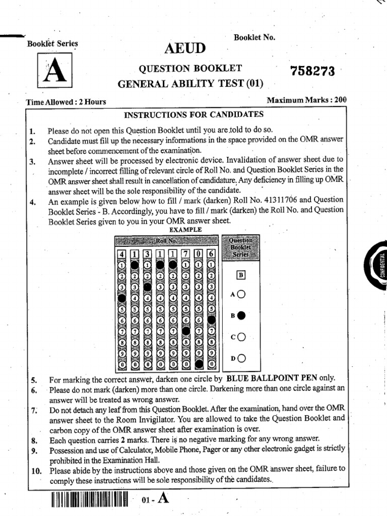 General Ability Test Instructions and Questions | PDF