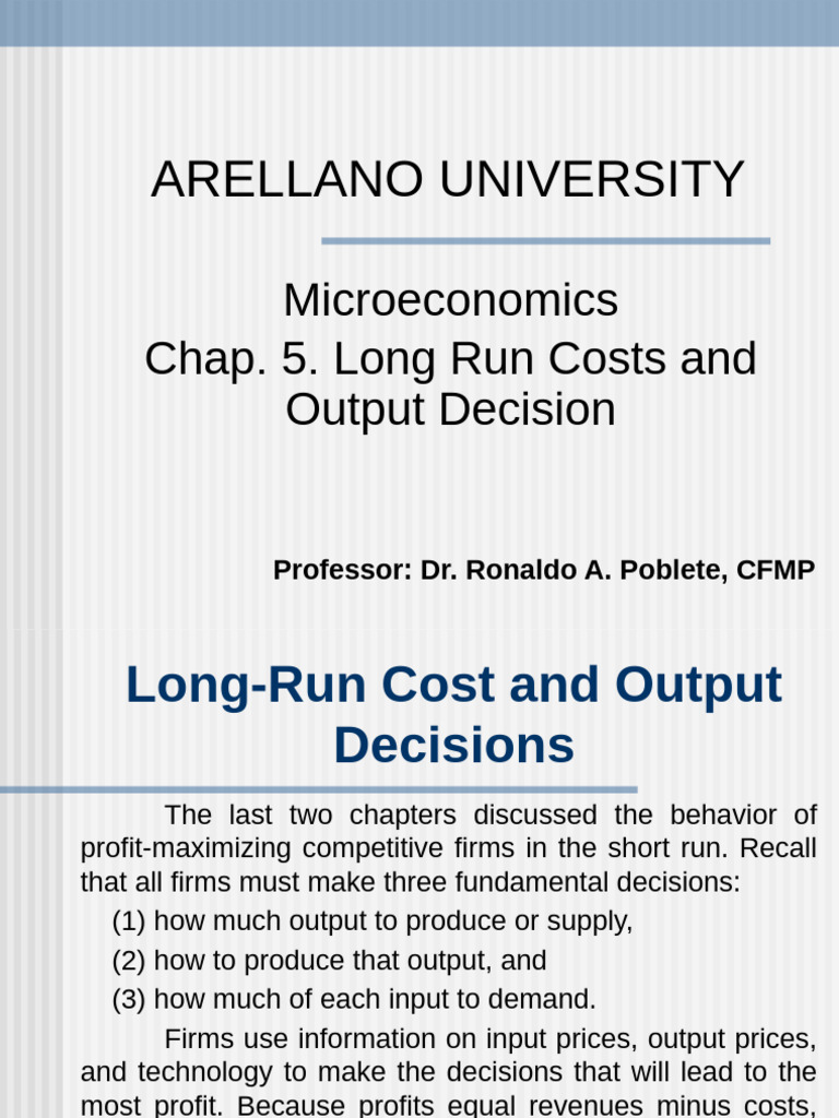 Chap. 5. Long Run Costs and Output Decision | PDF | Long Run And Short ...