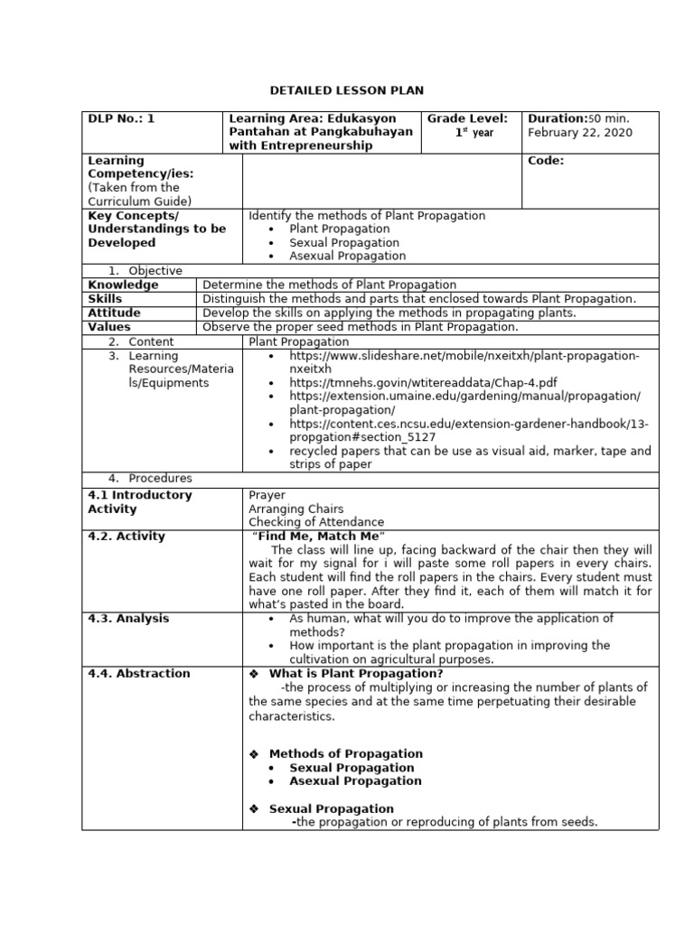 Lesson Plan Mercy (1) | PDF | Seed | Grafting
