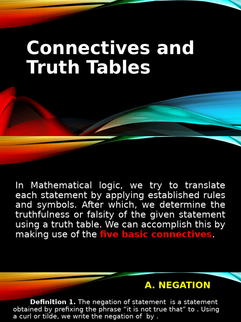 02Connectives-and-truth-tables_010543 | PDF | Syntax (Logic) | Logic