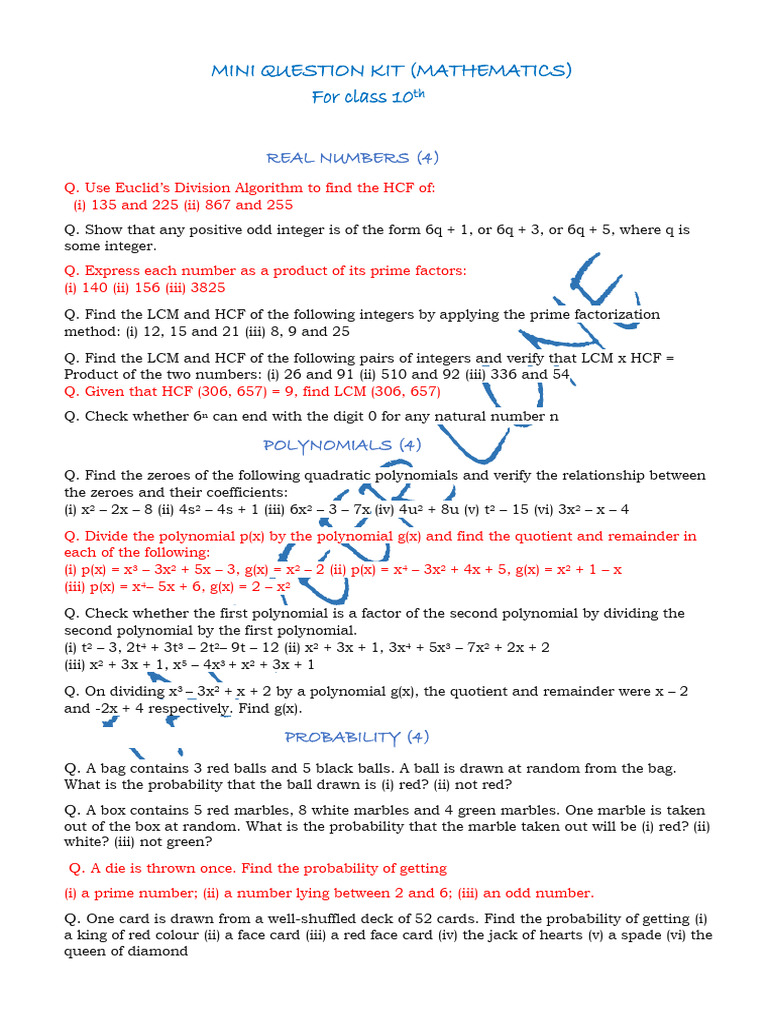 10th Maths Most Imp Questions | PDF | Circle | Area